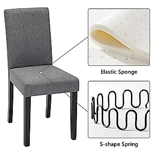 GOTMINSI Upholstered Dining Chairs with Solid Wooden Legs, Modern Stylish Fabric Padded Parsons Chairs Set of 2 (Gray)