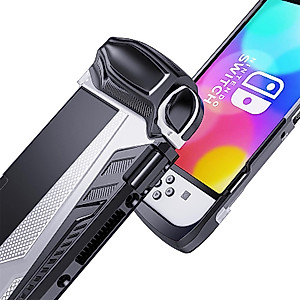 Benazcap Dockable Case Compatible with Nintendo Switch OLED Model 2021, Upgraded Protective Dockable Case Cover, Ergonomic Comfort TPU Grip Case for Nintendo Switch OLED Console and Joy-Con, Black