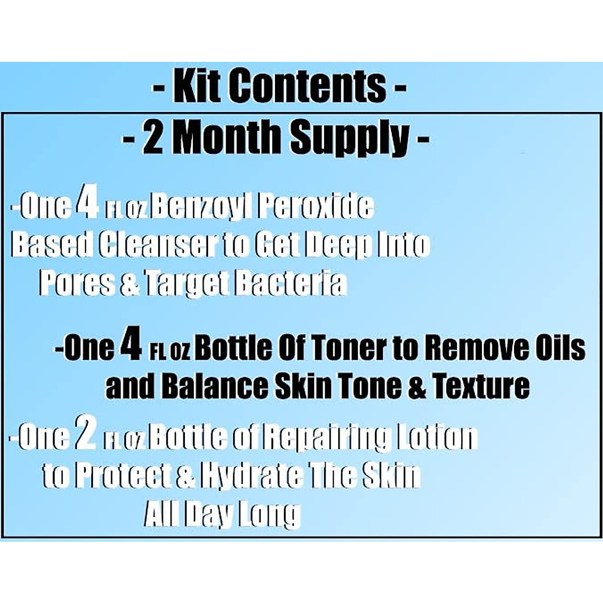 Walgreens Complete Acne Treatment Kit- 3 Simple Step Acne Kit - Benzoyl Peroxide Based Cleanser, Refreshing Toner, & Spot Treatment Repairing Lotion, 1.0 Fl Oz