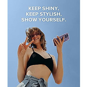 BERFY for iPhone 14 Pro Case Glitter Clear, with 2X Screen Protector + 2X Camera Lens Protector, [Non-Yellowing] [Military Grade Protection] Cute Bling Shockproof Phone Case 6.1 Inch, Shiny Clear