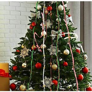 Gift Boutique 4 Xmas Beads Ribbon Rolls Xmas Tree Trim Rope 16.5 Feet Pearl String Bead Ribbon 66 Feet Total for Garland Bow Wreath Gift Wrapping & Packaging Crafts Ornament Wedding Party Craft Décor