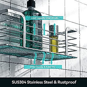 2 Pack Adhesive Shower Caddy Organizer Rack Shower Storage Shelf with Razor Holder and Extra Stickers for Inside Shower, No Drilling Organizer Rack Floating Shower Shelves for Bathroom Kitchen