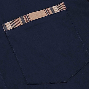 Men Long Sleeve Patchwork Dress Shirts Classic Plaid Button Down Shirts Slim Fit Turn-Down Collar Shirt Tops (Dark Blue,X-Large)