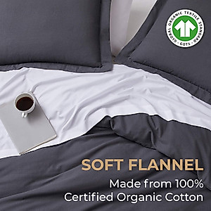 Mellanni Bed Sheet Set + Flannel Duvet Cover Set Bundle&Save - Bundle Includes: 4pcs Bed Sheet Set and 3pcs 100% Organic Cotton Flannel Duvet Cover Set (Queen, Gray)
