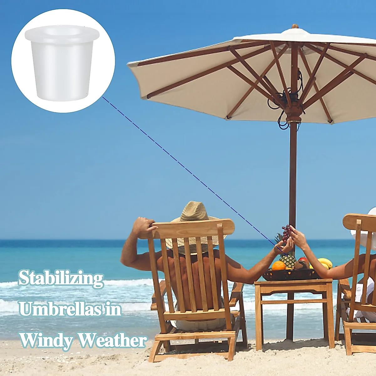 HQLESHUI 3 Pieces Patio Table Umbrella Hole Ring Umbrella Cone Wedge Plug Umbrella Stabilizer Sleeve for 2 to 2.6 Inch Patio Table Hole and 1.5 Inch or Umbrella Pole Adapter (Transparent)