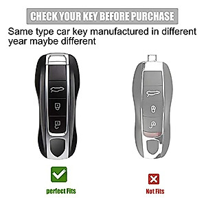 Gematay for Porsche Key Fob Cover with Keychain Lanyard, Key Fob Protector Shell Compatible with Porsche 911 Cayenne Panamera TAYCAN 3 Button Keyless Entry Smart Key Case