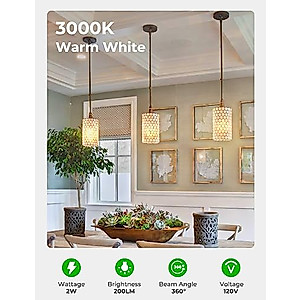 UNILAMP 2W E12 LED Night Light Bulb, Mini Type B C7 Light Bulb Equivalent 25W, Warm White 3000K, 120V E12 Edison Screw LED Bulb for Chandeliers, Salt Lamp, Non-Dimmable, 6-Pack
