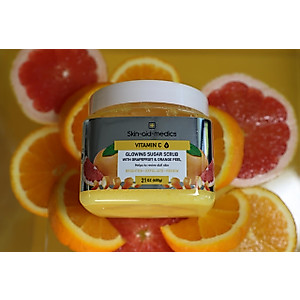 Skin Aid Medics Vitamin C Glowing Sugar Scrub, 21 oz, Brightening Body Scrub and Body Wash, Ultra Hydrating and Exfoliating Scrub for Nourishing Essential Body Care, Cruelty Free