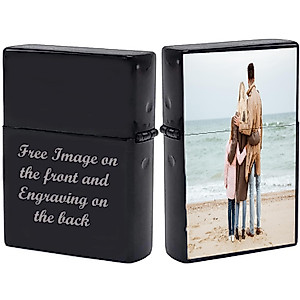 Custom Gifts Infinity Lighter! Personalize Lighter with Your Image or Logo! Customized (Black)