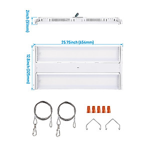 LEONLITE LED Linear High Bay Light 2FT, 220W 29700LM Adjustable Tilt Linear High Bay Shop Light, 135LM/W, 120-277V, 0-10V Dimmable Commercial Hanging Linear Shop Lights for Garage, 5000K Daylight, ETL