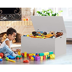 Badger Basket Flat Top Toy Box and Storage Bench for Kids, Playroom Storage, White