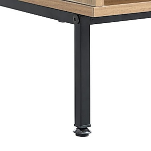 Wekity Nightstand Storage End Table with Rattan Door, Open Storage & Solid Metal Legs, Small Bedside Tables Mid Century Modern Side Tables Nightstand for Living Room Bedroom Small Spaces (Natural)