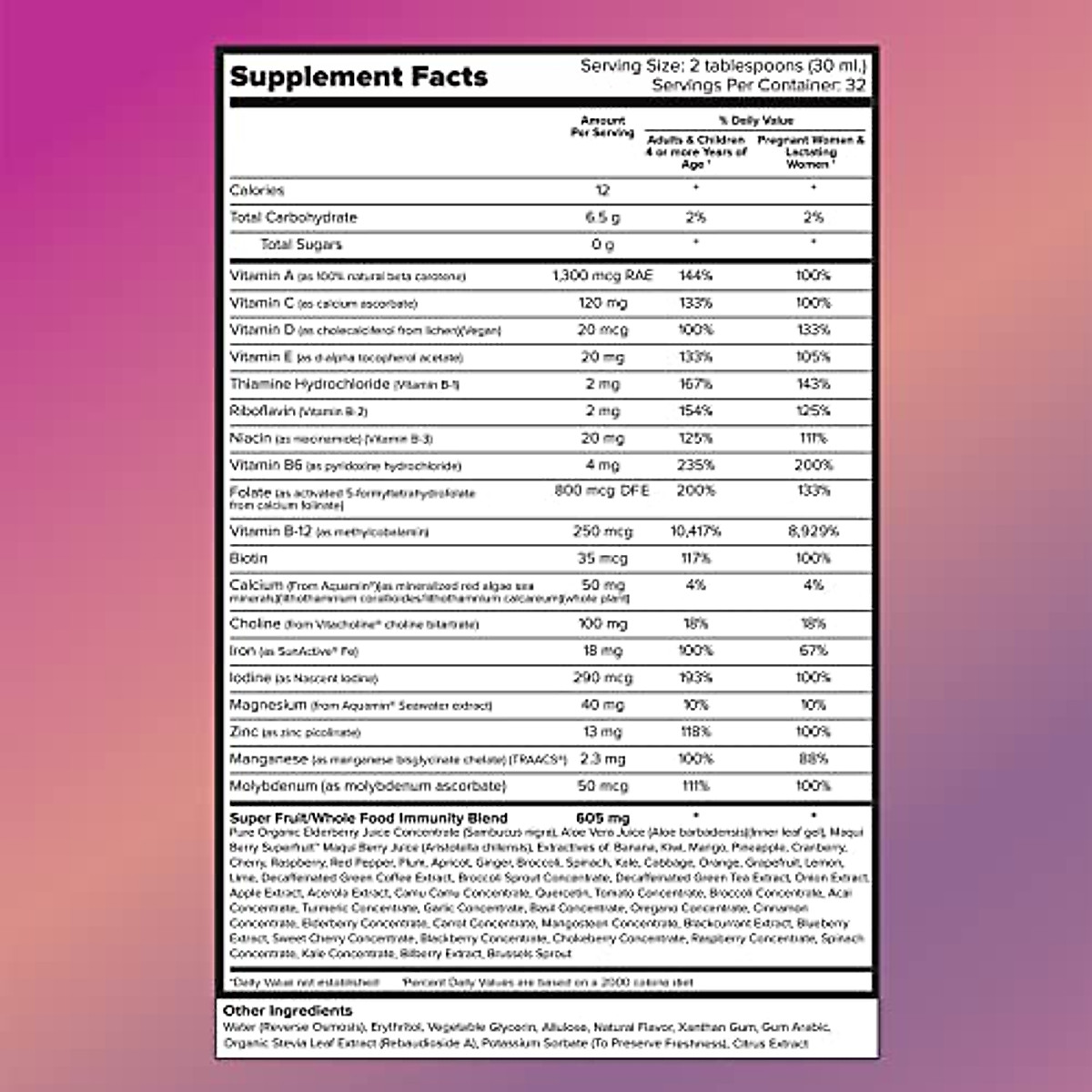 LIQUIDHEALTH 32 Oz Prenatal Vitamin, Postnatal Vitamin & Liquid Women’s Prenatal Multivitamin, Vegan Folate Supplement for Women with Iron, Choline, Calcium, Gluten-Free, Sugar-Free, Dairy-Free