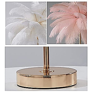 GIOAMH Natural Ostrich Feather Floor Lamp, Simple Modern Bedroom and Living Room Standing Lamp, Golden Lamp Body, G4-LED Bulb (White)