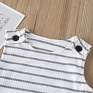 UWBACK Newborn Infant Baby Boy Girl Romper Bodysuit Striped Outfits Coverall Sleeveless Baby Clothes White striped CN100