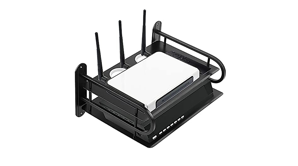 Z-COLOR Black Metal Wireless Router Storage Box - Wall Mount Organizer