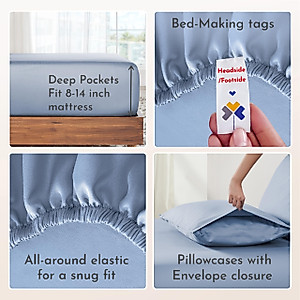 California Design Den Soft 100% Cotton Sheets Full Size Bed Sheet Set with Deep Pockets, Full Size Sheets Set with Sateen Weave, Cooling Sheets (Blue Hydrangea)