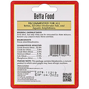 San Francisco Bay Brand Betta Food All Natural Fish Food and Treat, 1 Gram Container