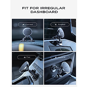 LISEN 2 Pack Magnetic Phone Holder for car Magnet car Mount for Cell Phone 10X Strong Magnets 360° Rotation Phone Holder for car Dashboard Mount fit for iPhone Samsung Google All Smartphones