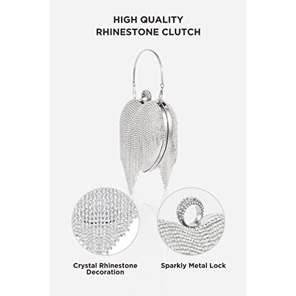 BABEYOND Women's Rhinestone Clutch Evening Bag - Heart Shape Glitter Tassel Purse for 1920s Party Prom Wedding