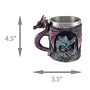 Zeckos Purple Gothic Dragon Decorative Resin and Stainless Steel Tankard/Mug/Pencil Holder Celtic Knot Work Accents 10 Ounces
