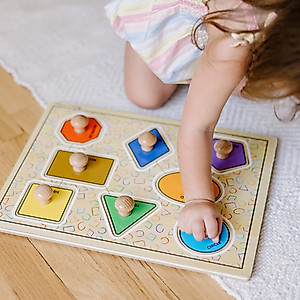 Melissa & Doug Jumbo Knob Wooden Puzzles - Shapes and Farm Animals - Chunky Baby Puzzles, Wooden Puzzles With Knobs For Toddlers Ages 1+