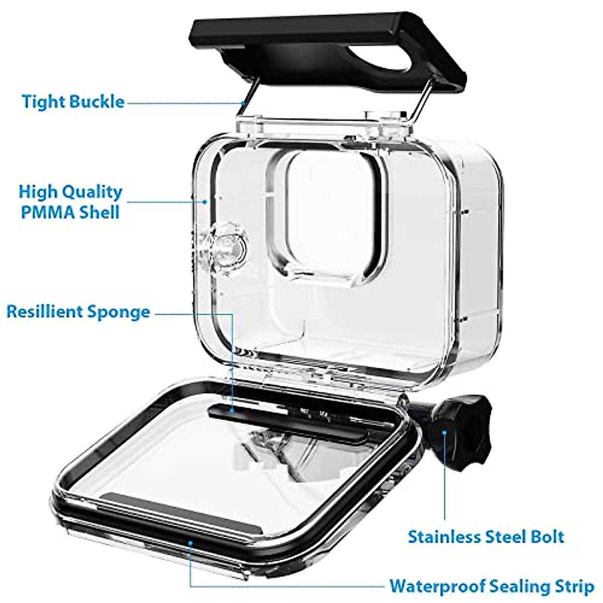 HONGDAK 169ft/60m Waterproof Housing Case for GoPro Hero 11 10/9 Black, Protective Underwater Dive Housing Shell with Bracket Accessories for Go Pro Hero11 Hero10 Hero9 Action Camera