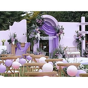 GRUKVAR Wedding Arch Drapes Lavender Ceiling Drapes Purple Gauze Fabric 2 Panels Shinny Wedding Archway Arches Decorations Party Background Celebrations Sheer Backdrop Curtains for Engagement Drapery