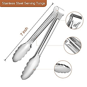 6 Pack Serving Tongs Kitchen Tongs, Buffet Tongs, Stainless Steel Food Tong Serving Tong, small tongs