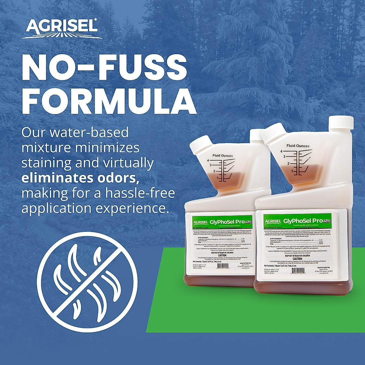 Agrisel GlyPhoSel Pro Weed Killer, Tackles Hard-to-Kill Weeds, Low-Odor, Easy Mixing, Pet Safe, Includes 3-Pack of Agrisel Protective Gloves, 32 Ounces