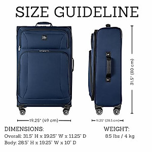 Skyway Epic Softside Large Checked Luggage - Lightweight Suitcase with Wheels | TSA Approved Travel Bag | Spinner Suitcase | Large Luggage Set with Telescoping Handle, 28 inch, Surf Blue