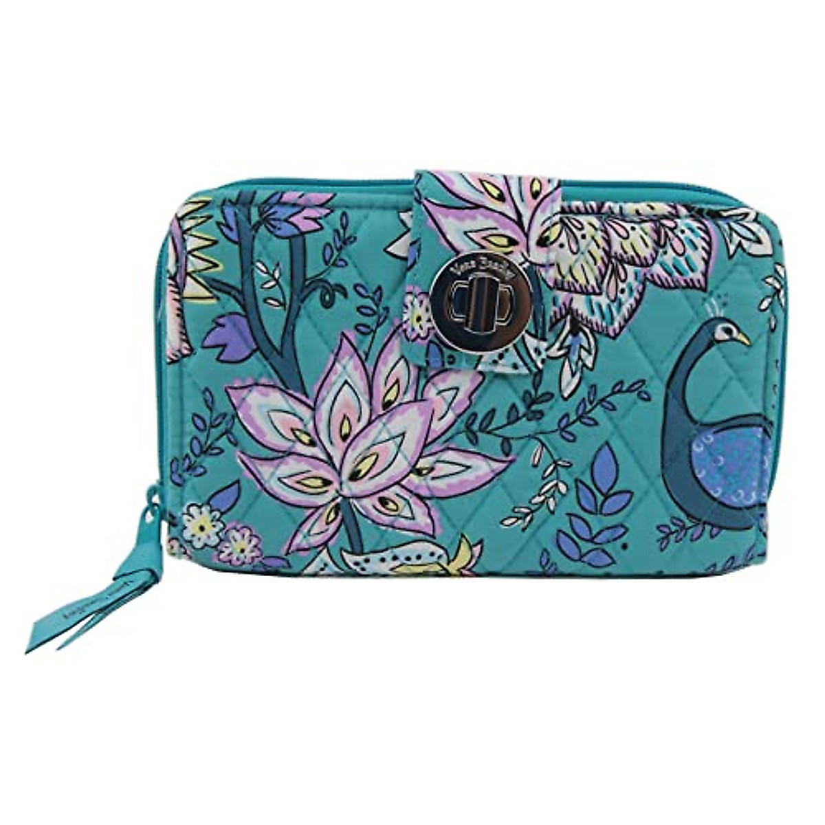 Vera Bradley Cotton RFID Turnlock Wallet, Peacock Garden