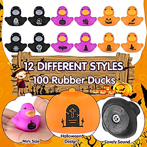 DEEKIN 100 Pcs Patriotic Rubber Duck Bulk 1.57 Inch 4th of July Float Rubber Ducks Independence Day Small Shower Star Rubber Duck for Memorial Day Baby Shower Summer Party(Pumpkin Bat)