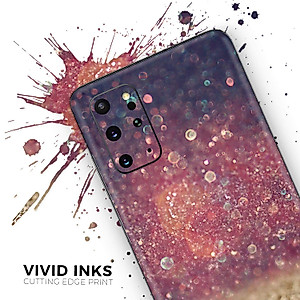 DesignSkinz Red and Blue Unfocused Orbs with Gold Protective Vinyl Decal Wrap Skin Cover Compatible with The Samsung Galaxy S20 (Screen Trim & Back Glass Skin)