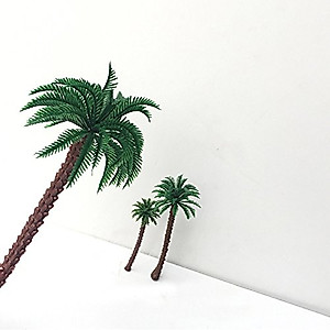 Hatisan 20Pcs Coconut Palm Model Trees/Scenery Model Plastic Artificial Layout Rainforest Diorama, Building Model Trees Cake Topper, Model Train Railways Architecture Landscape (Dark Trunk)