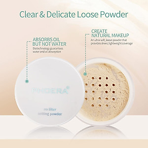 PHOERA Setting Powder Controls Oil,Setting Powder Makeup Light,Loose Powder Makeup Coverage,Loose Setting Powder Mini,0.17oz (Big02# Cool Beige)