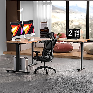ExaDesk Upgrade Version 63 * 55 inch L Shaped Electric Adjustable Height Standing Desk, Corner Stand Up Desk, Sit Stand Computer L Desk for Gaming Office