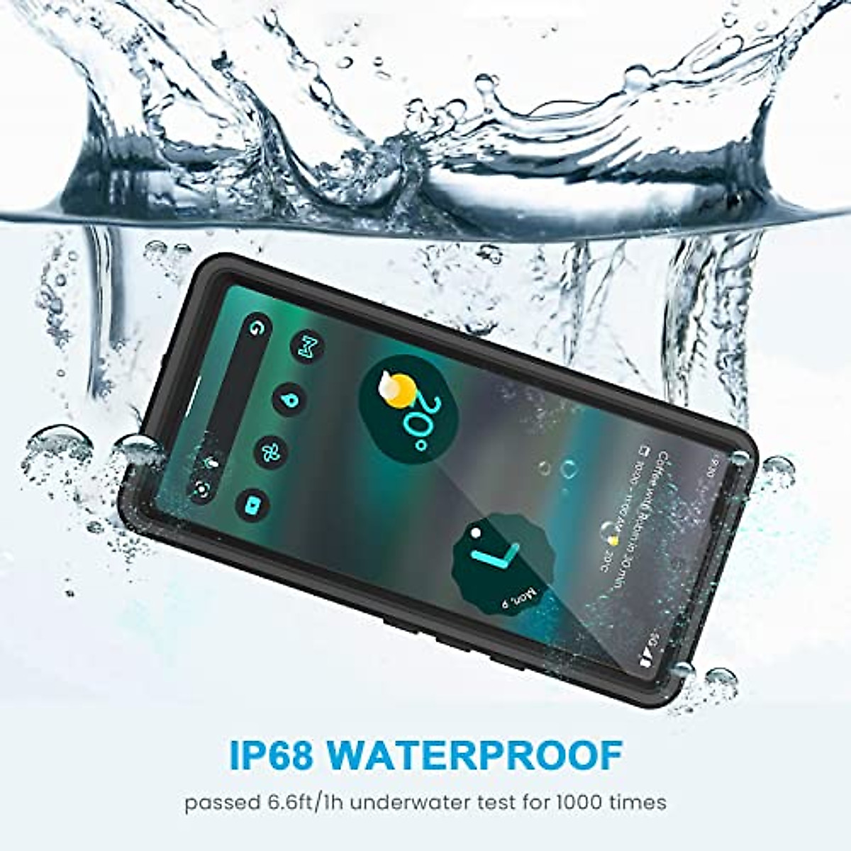 Lanhiem Pixel 6a Case, IP68 Waterproof Dustproof Shockproof Case with Built-in Screen Protector, Full Body Rugged Protective Cover for Google Pixel 6a 5G, Black/Clear