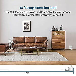 NTONPOWER Flat Plug Power Strip Bundle, 2 Outlets 3 USB Compact Power Strip with 10ft and 15 ft Extra Long Extension Cord, Right Angle Plug for Office, Home, Nightstand, Dorm Essentials