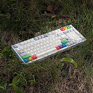PBT Grey White Keycaps Set Cherry Profile 141 Keys Custom Dye-Sub Keyboard Keycaps for 60% 65% 70% 100% Cherry Gateron MX Switches Mechanical Keyboards