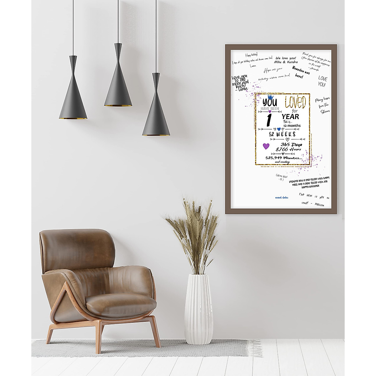 1st Birthday Party Guest Book Poster - Table Centerpiece Decoration Banner for Women or Men Turning 1 year old - Sweet Guest Book Alternative - 11x17 In Art Anniversary Keepsake Sign for Wishes