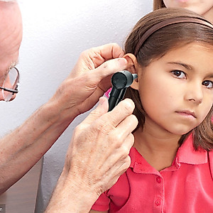 ZJchao Clip Otoscope, LED Penlight Otoscope Adult Child Professional Home Ear Care Magnifying Lens Flashlight Light Pen with 5 Sized Speculas Head