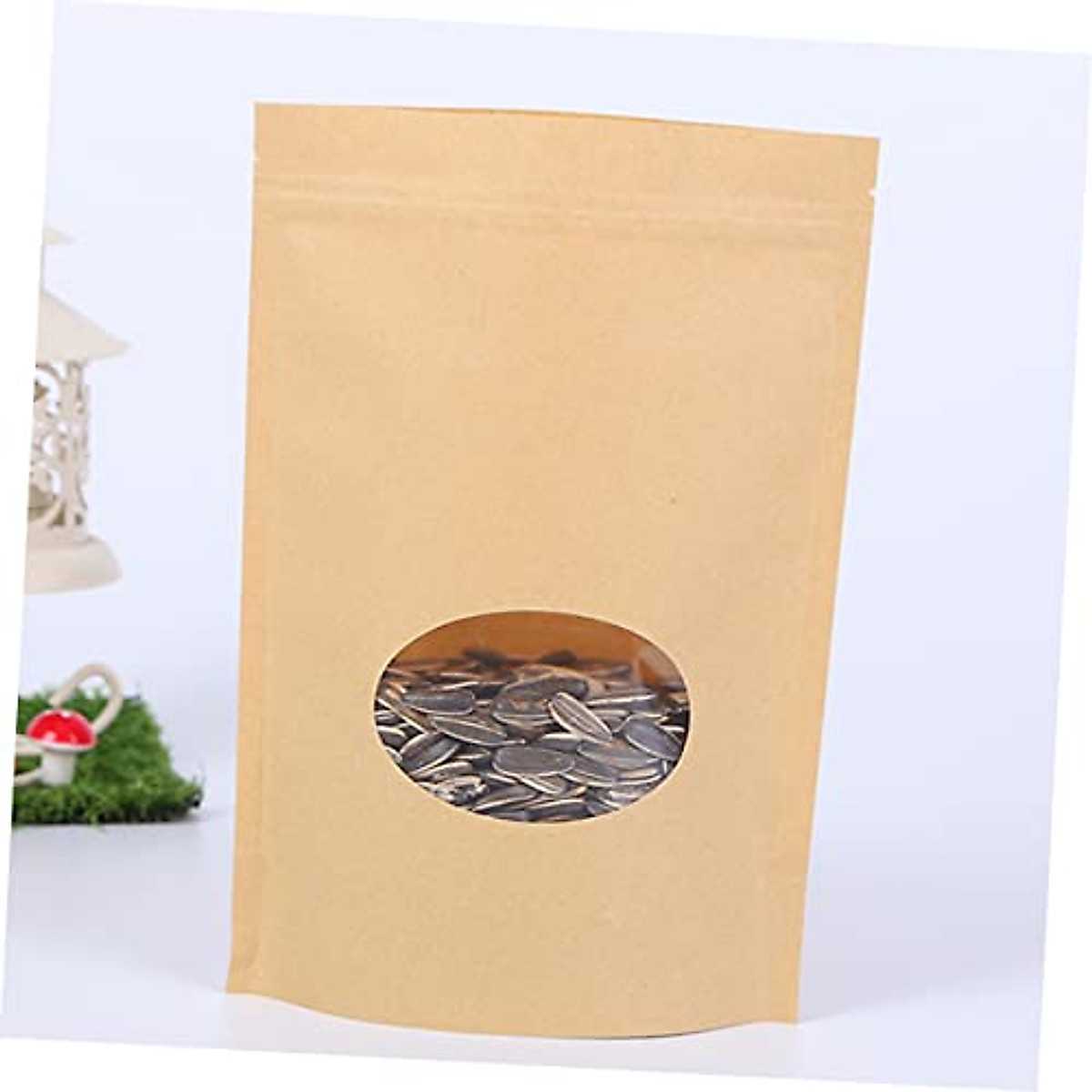 SOESFOUFU 50 Pcs Kraft Paper Bag Self-sealing Storage Pouches Greaseproof Paper Bags Kraft Snack Bags Zipper Paper Bags Practical Storage Pouches Bag Organizer Kraft Treat Bags