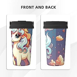 GTKSYNVE Reusable Coffee Mug with Lid and Handle, Cartoon cute Animal rainbow Tumbler for Hot & Cold Drinks 16oz Stainless Steel Insulated Coffee Tumblers Double Wall Vacuum Thermal Cup