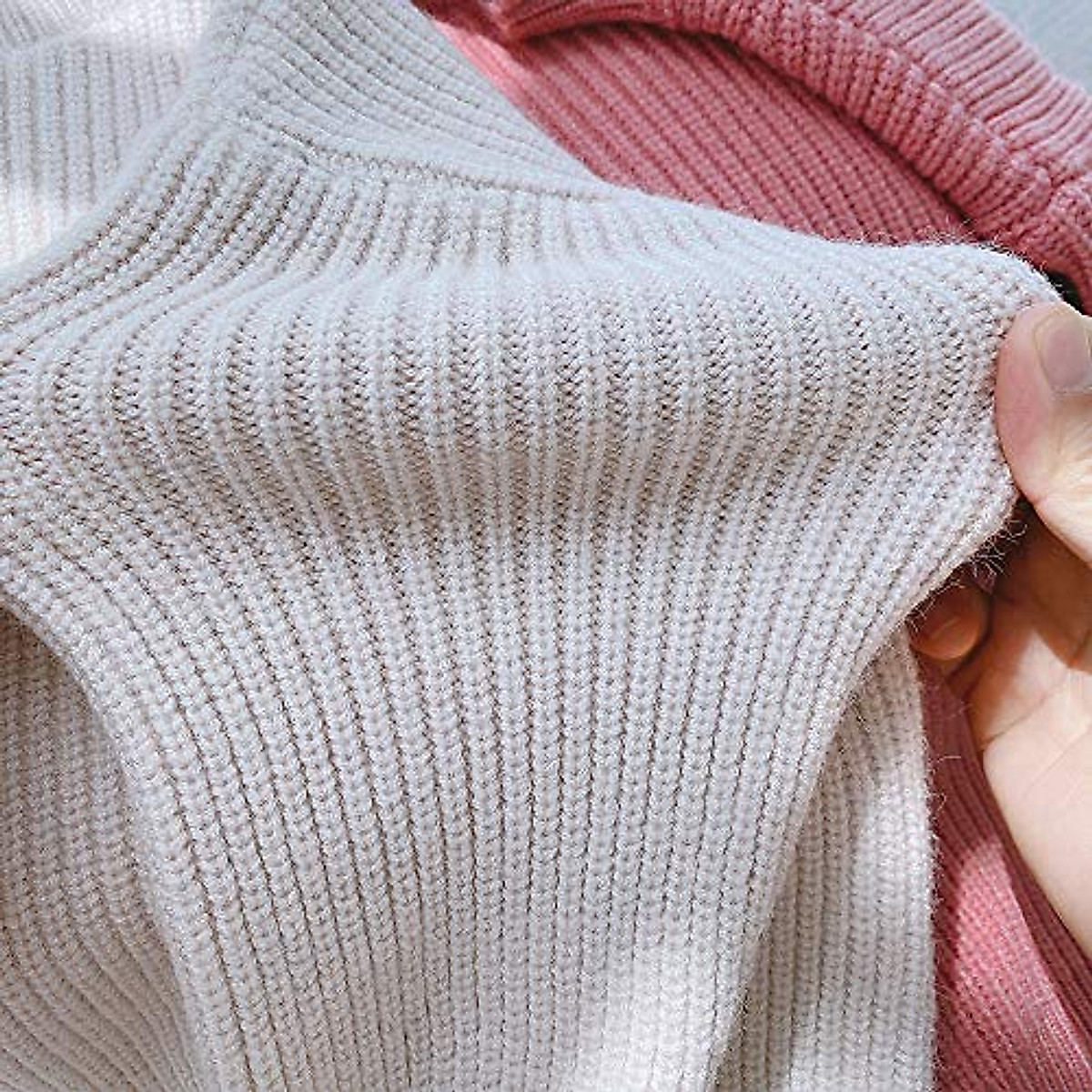 HEZIOWYUN Newborn Baby Girls Boys Knit Sweater Long Sleeve Knitted Sweaters Fall Winter Warm Crewneck Pullover for Toddler Clothes (Pale Pink, 6-12 Months)