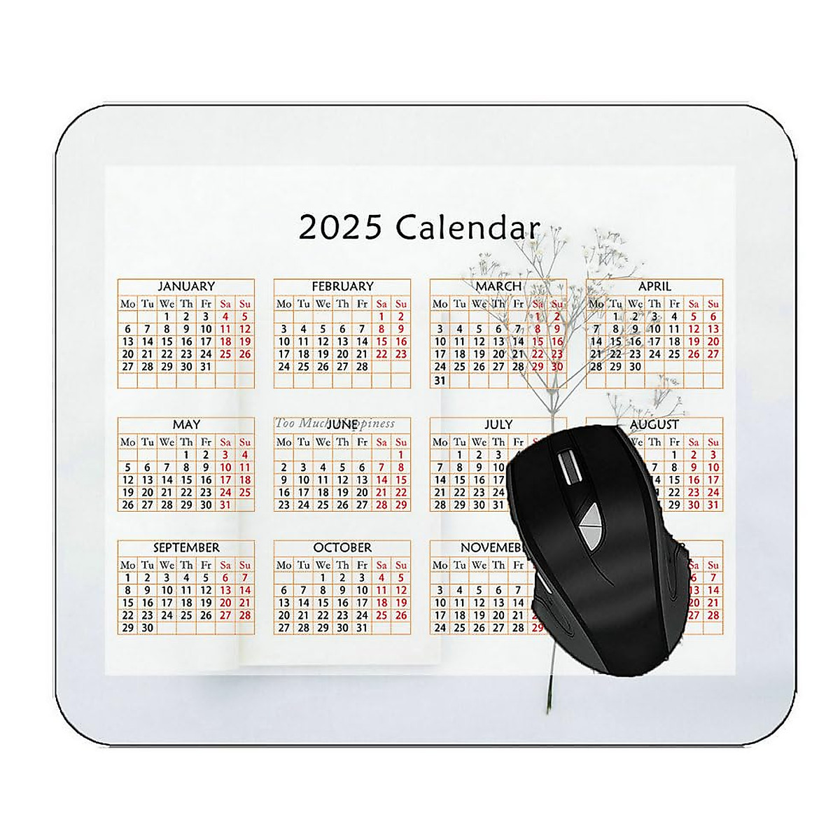 Wugao 2025 Calendar Mouse Pad,Book Inscription Words Mouse Pad Mat