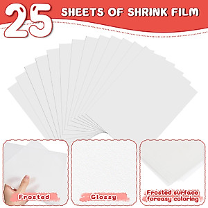 OFNMY 225PCS Shrinky Dinks Kits,Shrinky Dink Sheets,Shrink Plastic Sheets Kit with 25PCS Shrinky Dink Paper,100PCS Keychains and Open Iron Ring for Kids Creative Craft Marking, Handprint Keychains