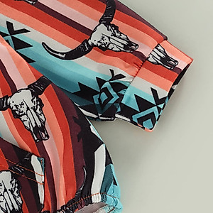 Baby Boy Girl Hoodie Sweatshirt Romper Cow Print Long Sleeve Oversized Bodysuit Tops Western Cowboy Fall Winter Outfit (Brown Blue, 12-18 Months)