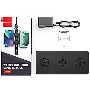 ZealSound Wireless Charger 3 in 1, Wireless Charging Pad 10w Fast Charging Station for Apple iWatch, Airpod,14/13Pro Max/13/12/11/11 Pro/X/Xr/Xs/8/Samsung Galaxy Phone(24w DC Power Supply Include)