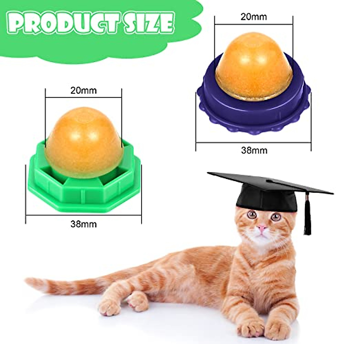 Tinideya 12 Pieces Cat Snacks Candy Ball Cat Licking Sugar Energy Ball Edible Catnip Balls Toy Kitten Sweet Ball Solid Candy for Cat Kitten (Green, Blue)